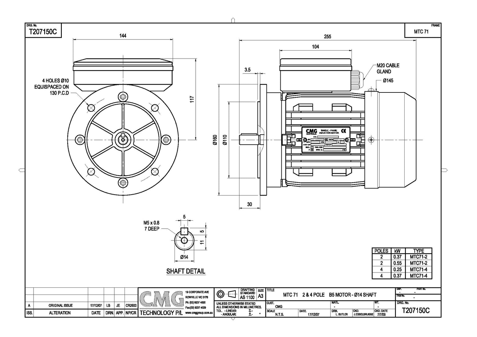 CMG Marathon Industrial Single Phase 240 Volt Electric Motors
