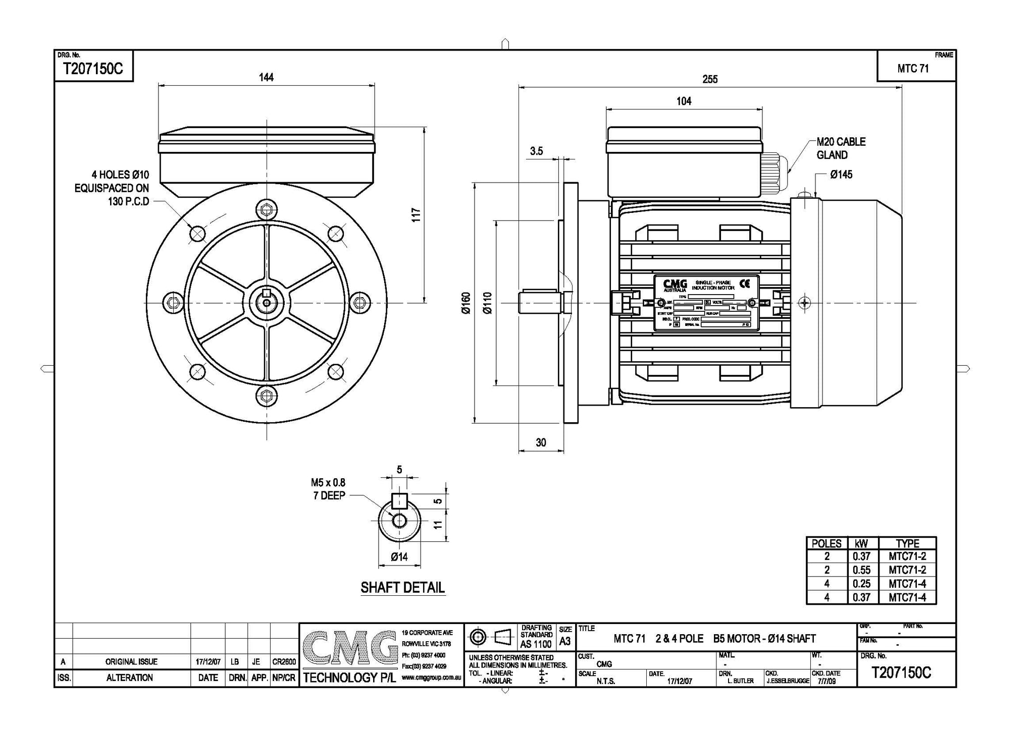 CMG Marathon Industrial Single Phase 240 Volt Electric Motors