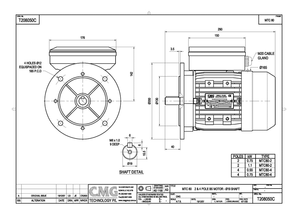 CMG Marathon Industrial Single Phase 240 Volt Electric Motors
