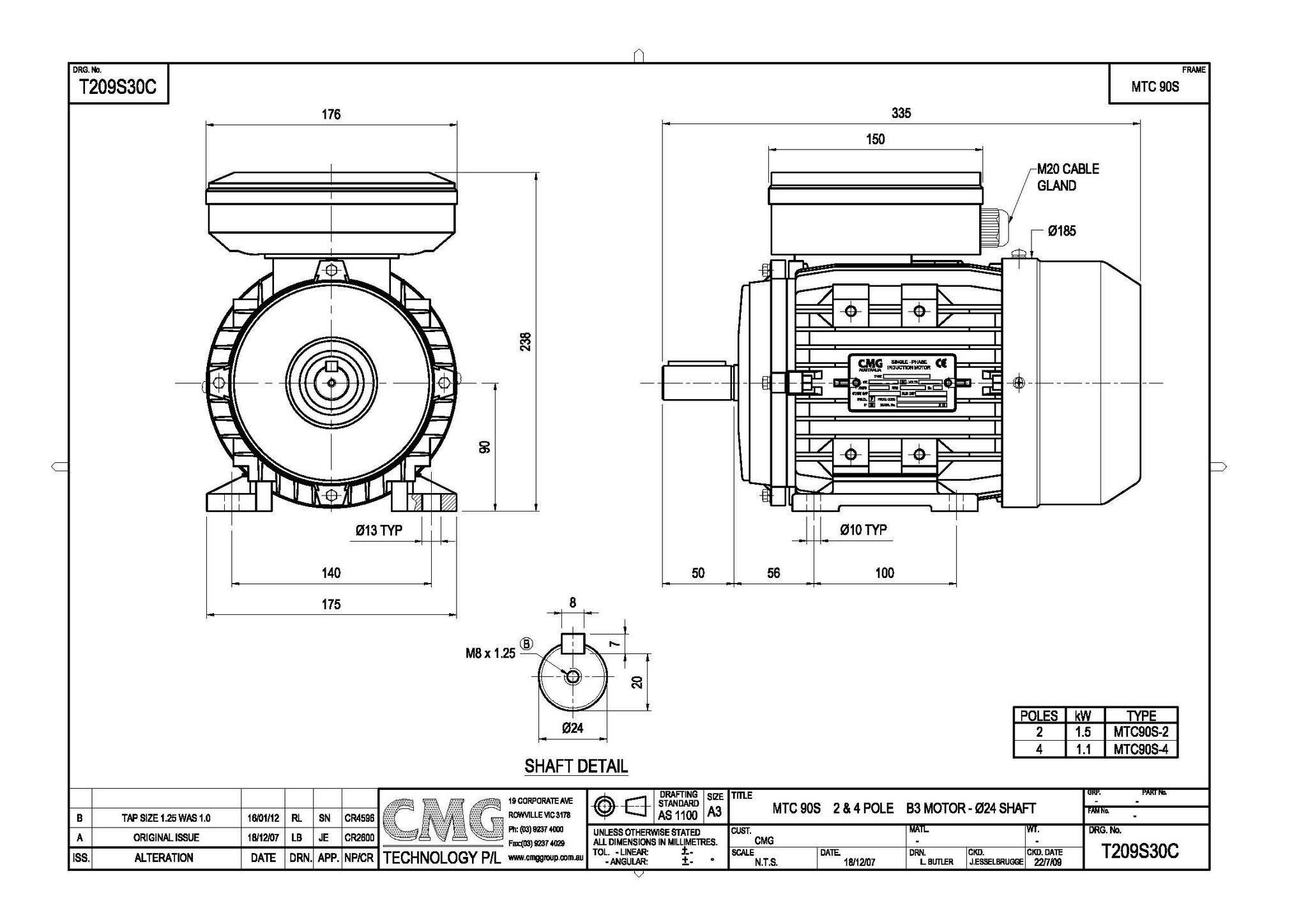 CMG Marathon Industrial Single Phase 240 Volt Electric Motors